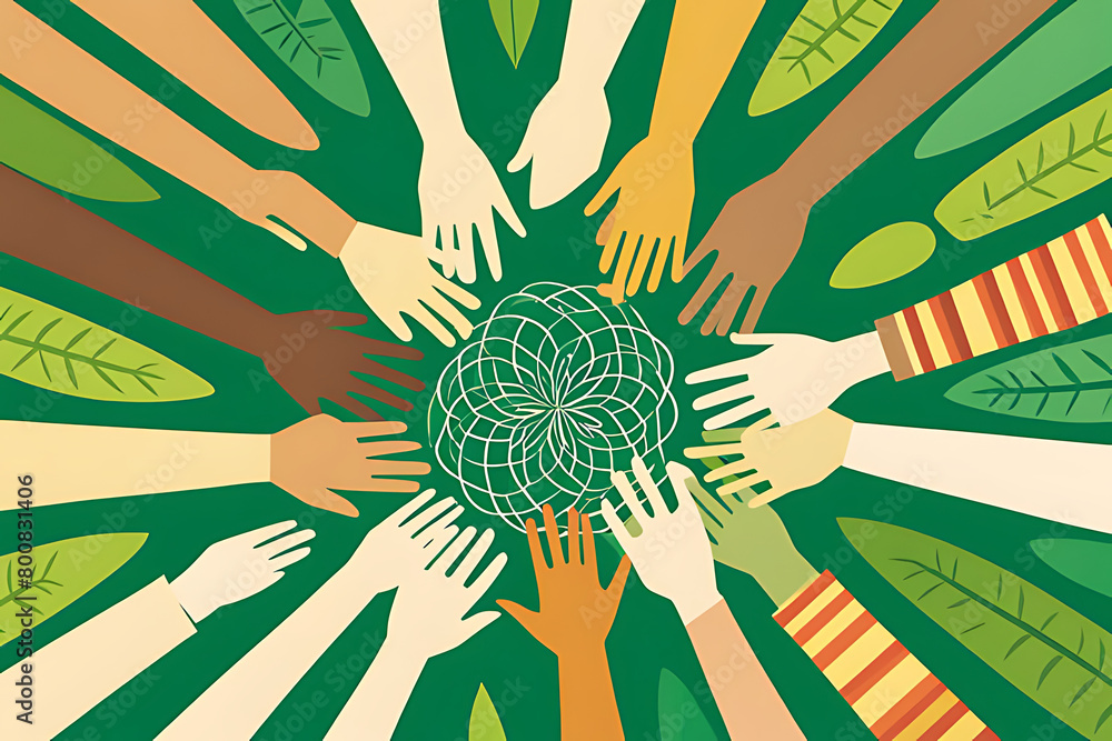 Illustration of different groups of people holding hands. Unity ...
