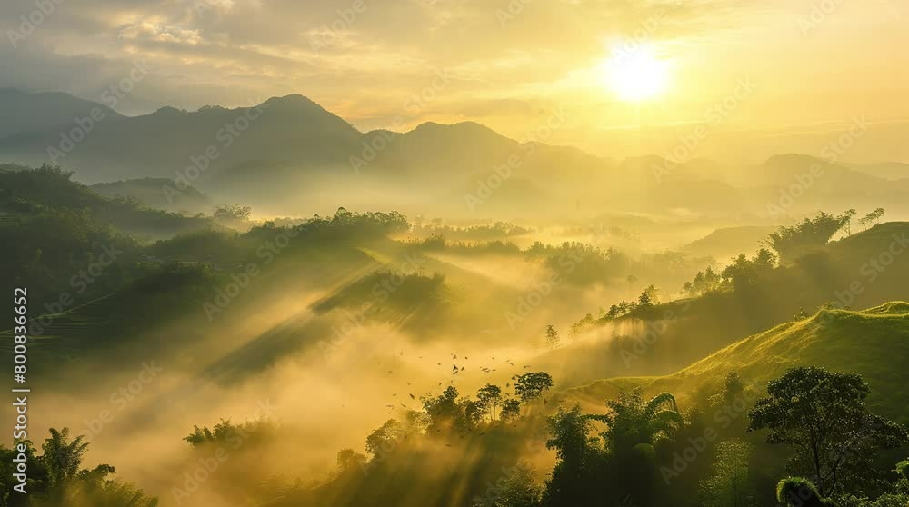Sunrise Over the Valley: Watch as the first rays of sunlight gently ...