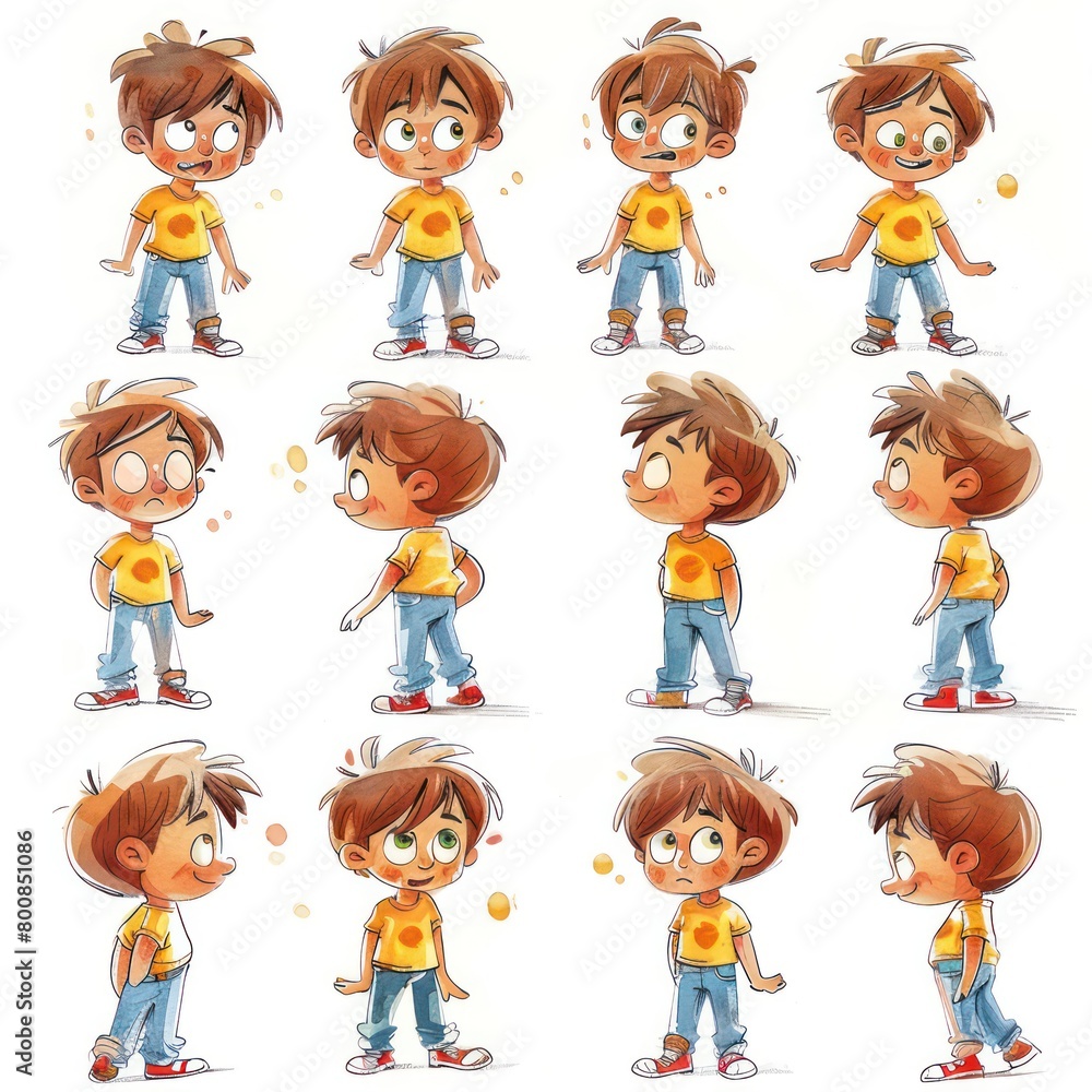 Vibrant watercolor strokes bring life to a whimsical character design ...