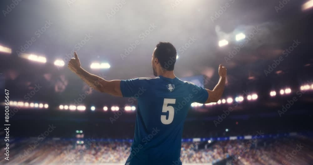 Portrait of a Caucasian Soccer Player. Footballer Turned with His Back ...
