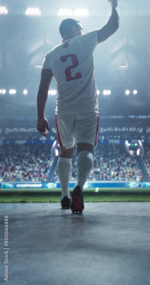 Vertical Screen: Tunnel Walk by a Football Player in White Uniform ...