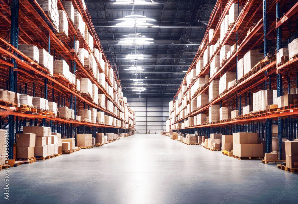 'shelves high warehouse stribution huge storage interior ceiling loader ...