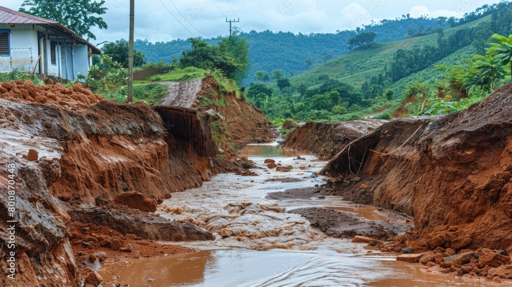 Natural disasters including storms and rain causing landslides and ...