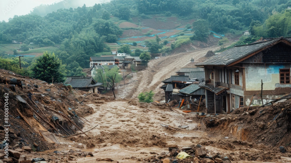 Natural disasters including storms and rain causing landslides and ...
