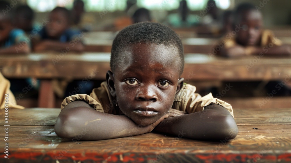 Poor African child rural classroom Education is not equal Stock Photo ...