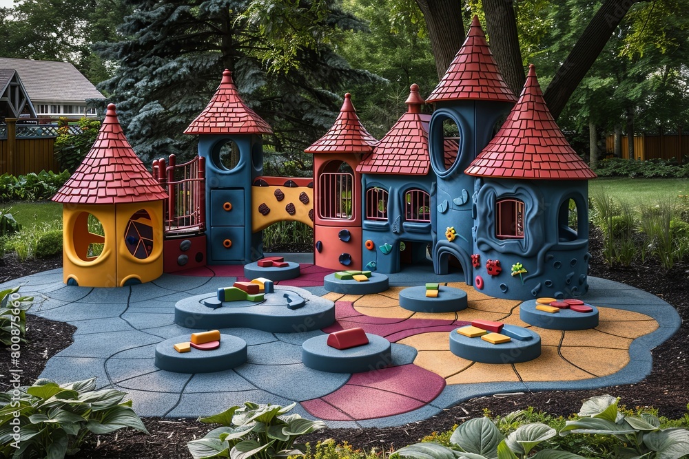 Whimsical Treehouse Paradise: Vibrant Colors and Playful Structures ...