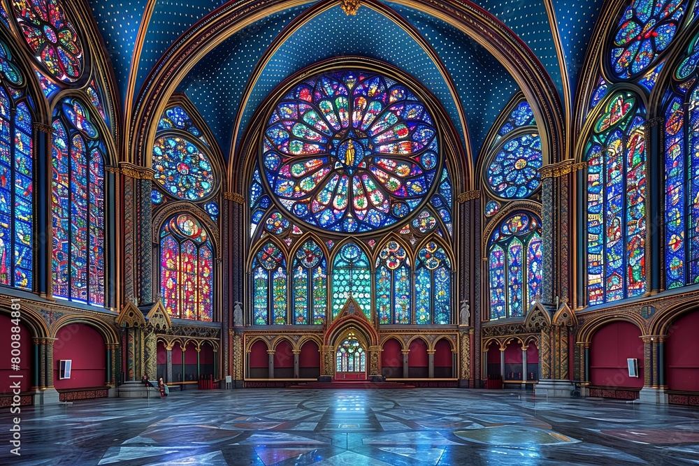 Mysterious Gothic Cathedral: Intricate Stained-Glass Windows and ...