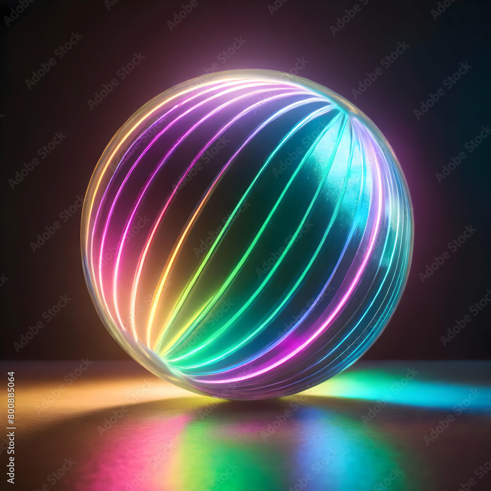 abstract colorful background.a neon ball icon rendered in 3D, designed ...