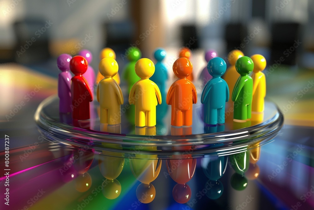 Diverse cartoon characters gather around a glass table, symbolizing ...