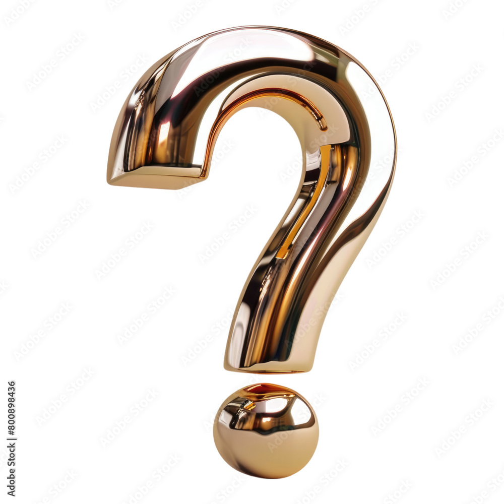 3d golden question mark isolated on transparent background Stock ...