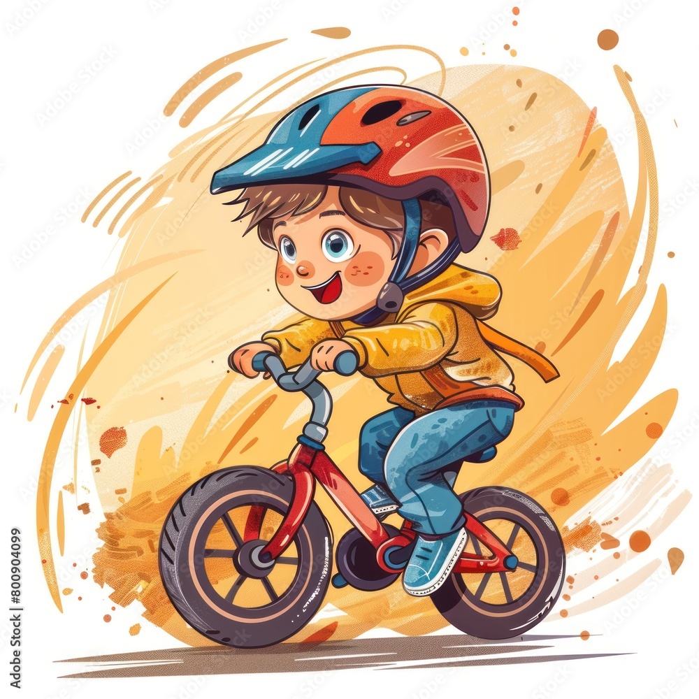 Premium Vector | Happy little children riding bicycle on the road Stock ...
