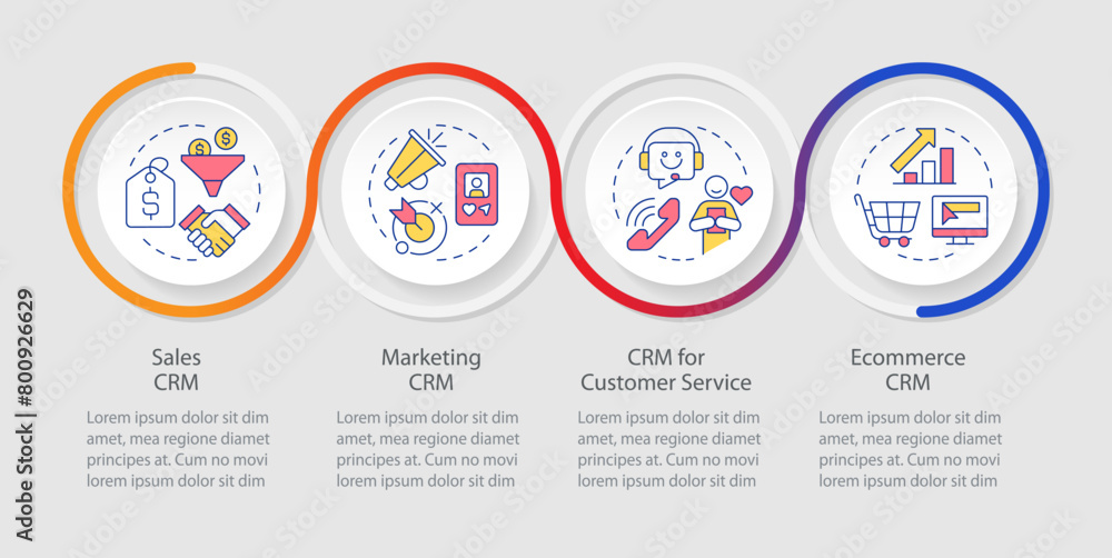 Customer management system types loop infographic template. Data ...
