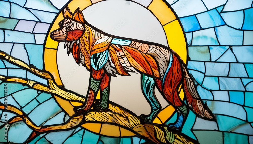 Moonlit Serenade: Artisanal Stained Glass Wolf Ornament" "Whispers of ...