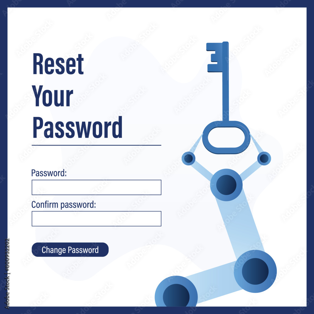 Reset your password, landing page, web page template. Mechanical robot ...