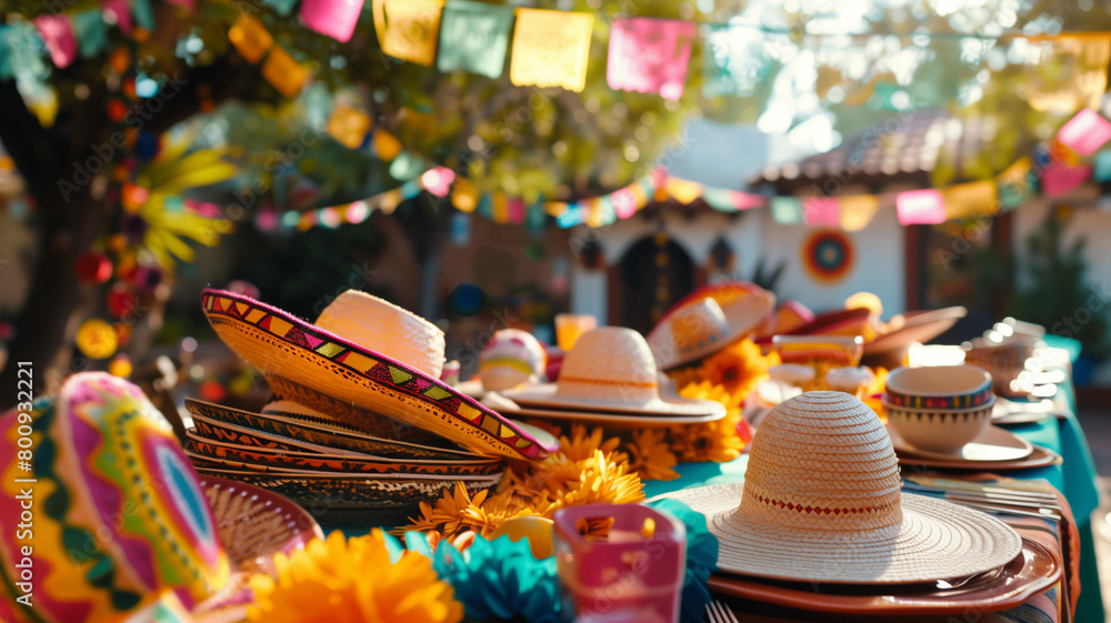 An authentic Cinco de Mayo fiesta scene, complete with sombrero hats ...