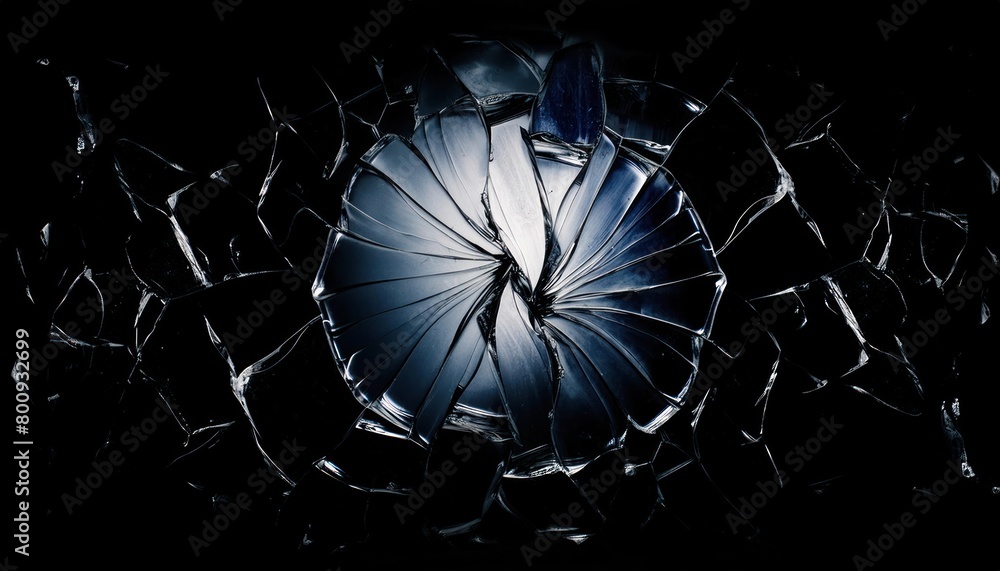Processed collage of broken blue glass surface texture. Background for ...