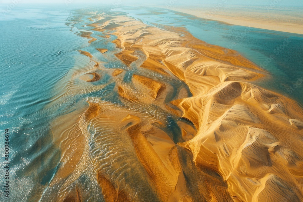 From the bird's-eye view, observe the sandy expanse taking shape, its ...