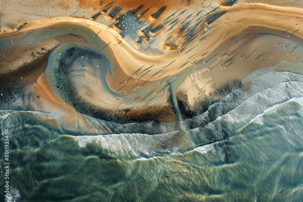 From the bird's-eye view, observe the sandy expanse taking shape, its ...