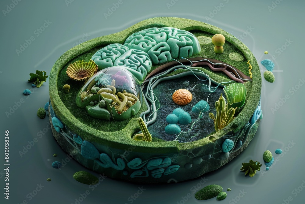 Crosssectional of eukaryote ,plant and animals cell colorful ,cell wall ...