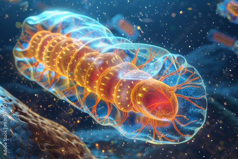Cross-sectional illustration of a mitochondria,It has an internal ...