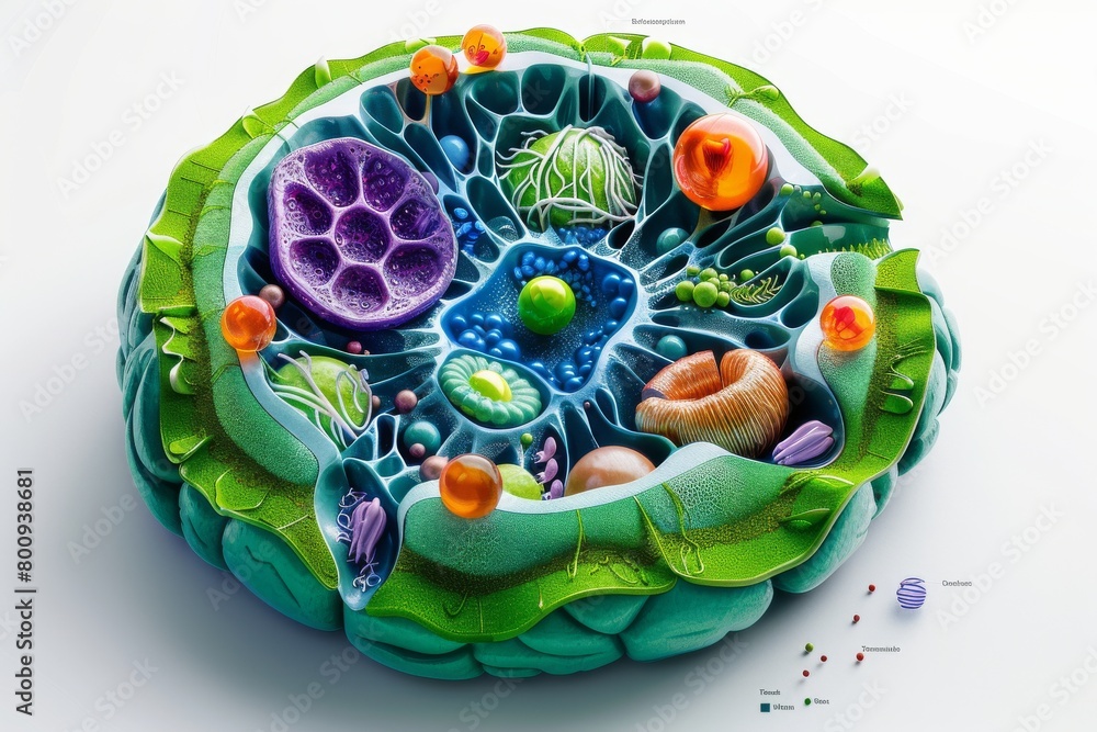 Crosssectional of eukaryote ,plant and animals cell colorful ,cell wall, and Chloroplast ...