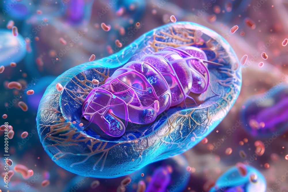 Cross-sectional illustration of a mitochondria,It has an internal ...