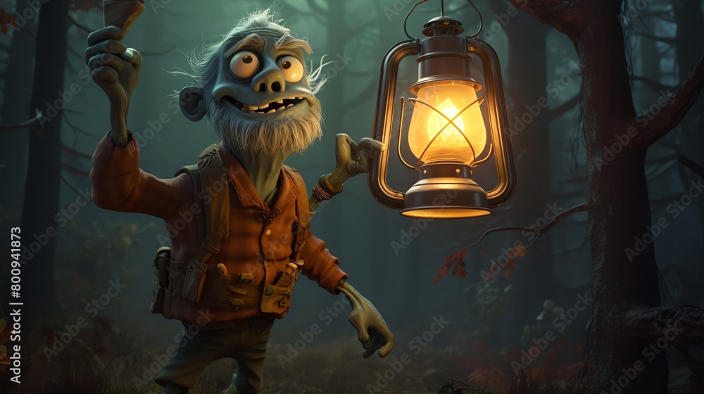 Whimsical 3D model of Boo the zombie holding a lantern guiding the way ...