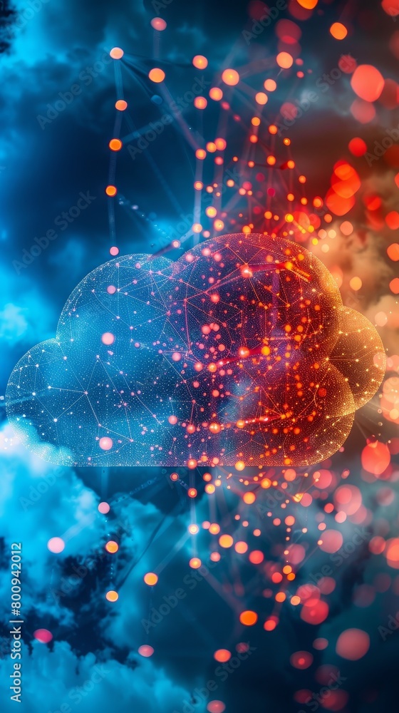 Cloud network architecture weaves a complex network of nodes and data ...