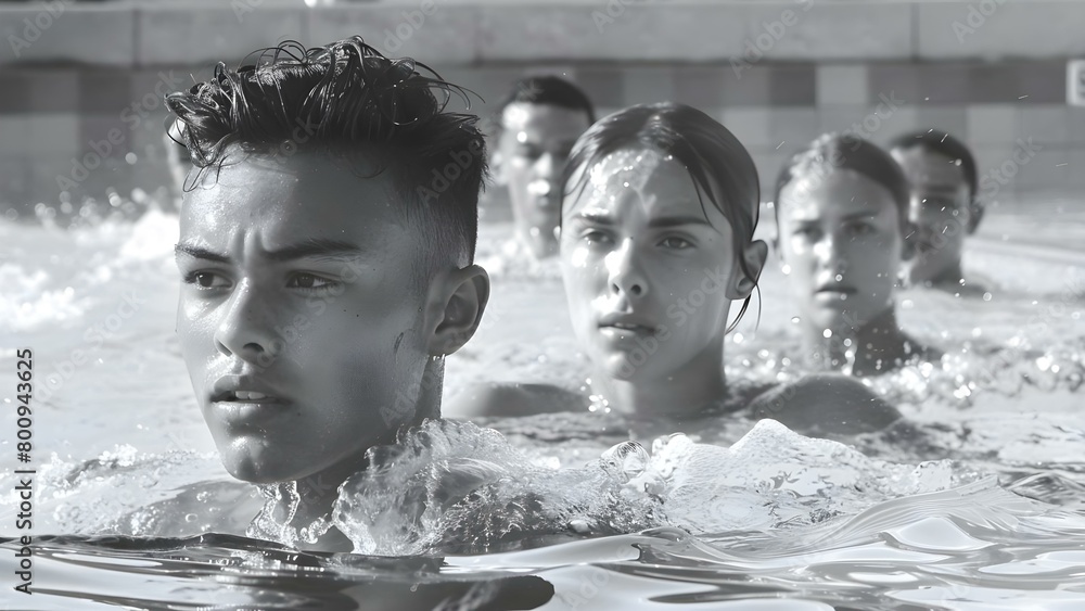 Lifeguards in training practicing rescue techniques during a training ...