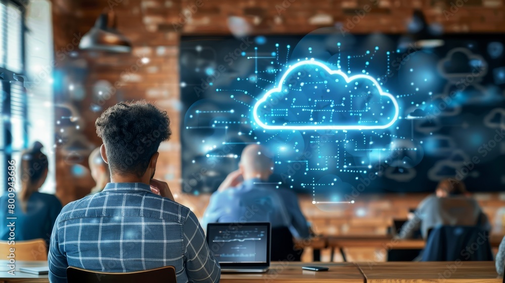 A university professor presented cloud technology, explaining cloud ...