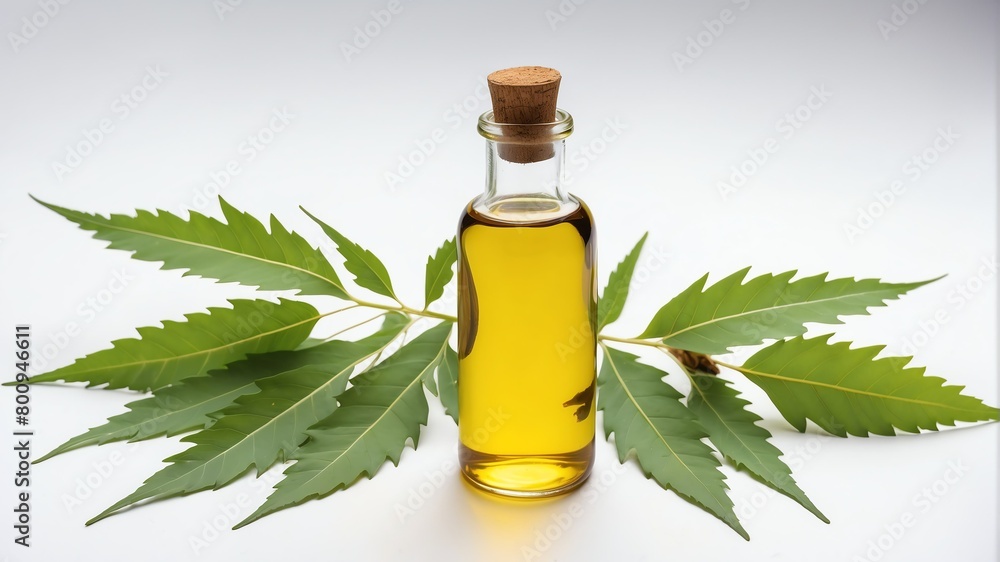 bottle of neem oil on plain white background from Generative AI Stock ...