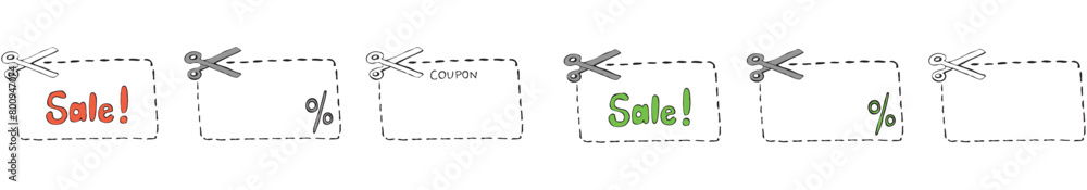 Coupon cut out scissors cutting line.Black icon scissors with cut lines ...