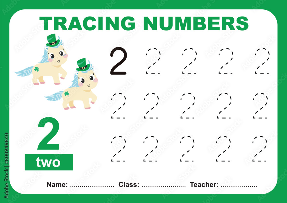 Trace and write number for children. Exercise for children to recognize ...