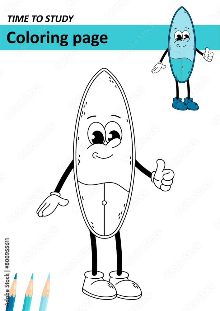 Kids coloring book with a funny character in A4 format. Task, coloring ...