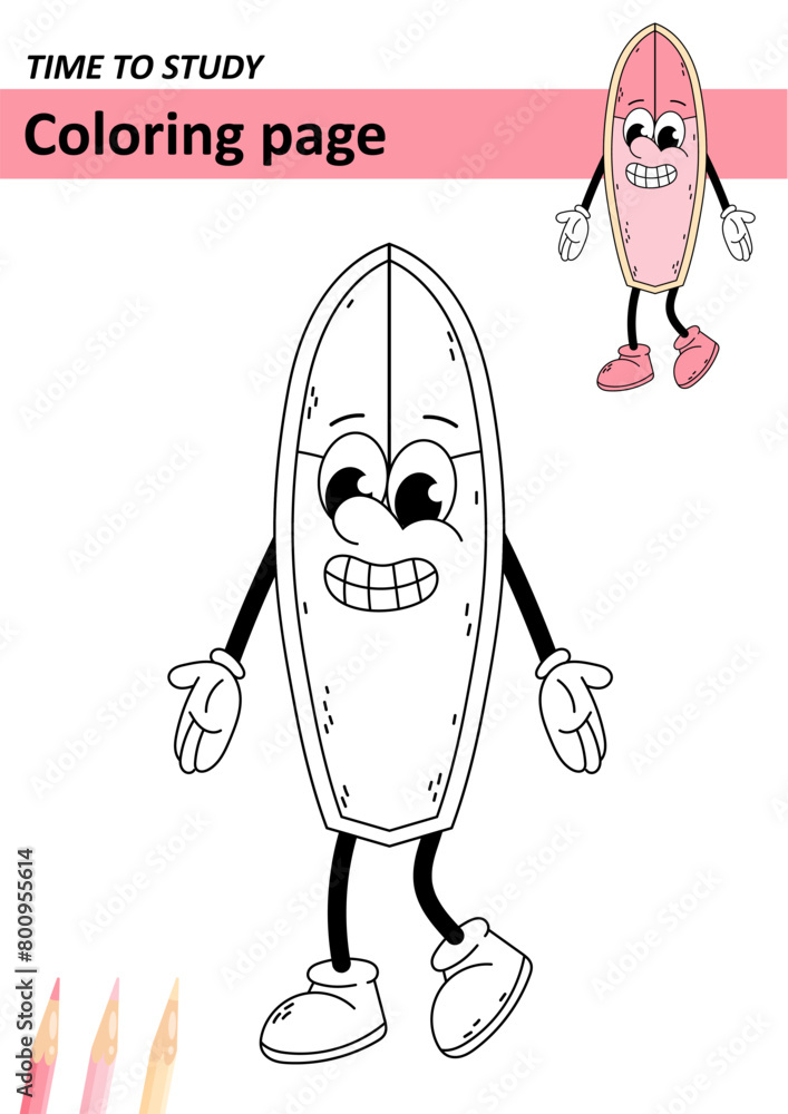 Kids coloring book with a funny character in A4 format. Task, coloring ...