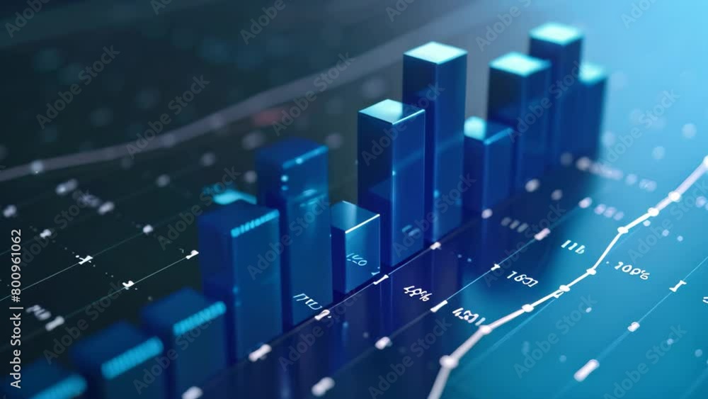Blue Bar Chart With Numbers, Statistics Representation for Data ...