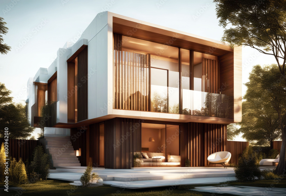 'rendering abstract house modern architecture design building home ...