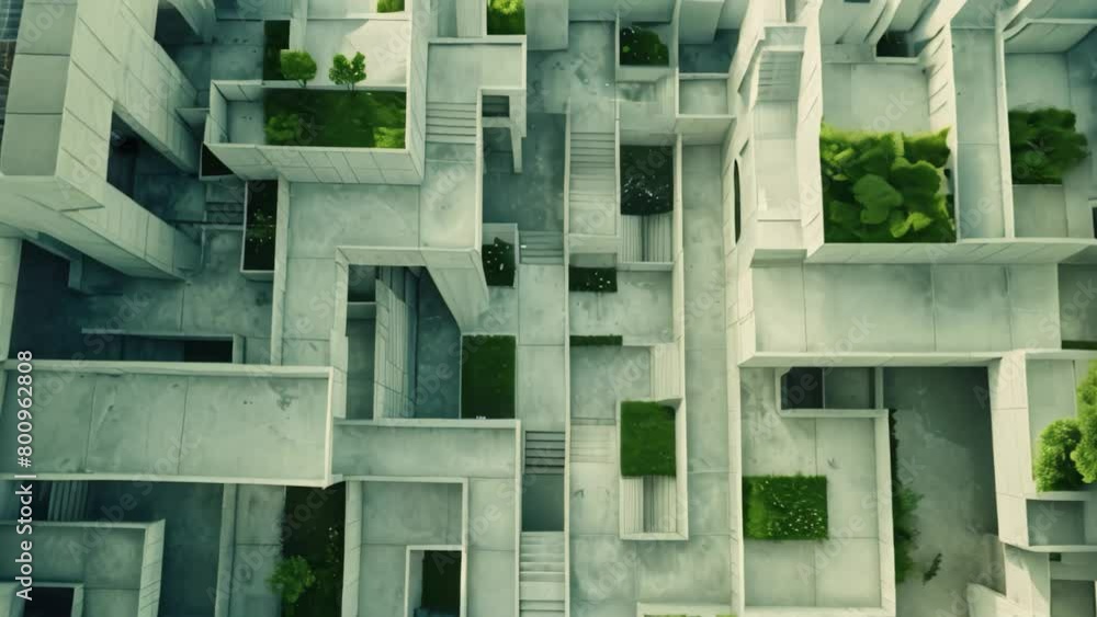 This photo captures an expansive aerial view of a building that houses ...