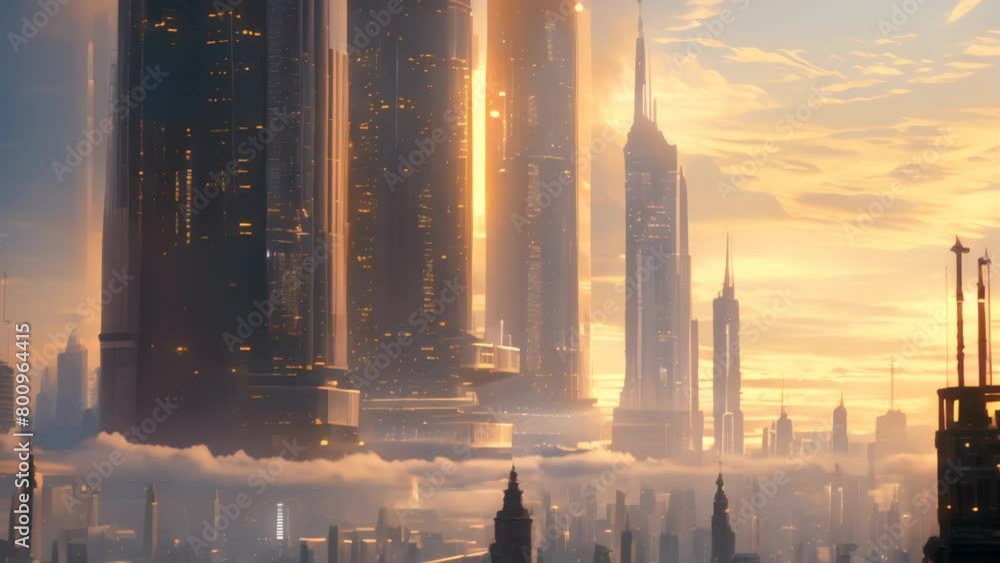 A mesmerizing photograph capturing a sprawling metropolis of towering ...
