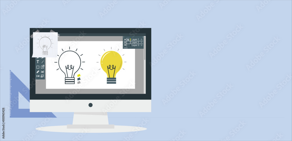 Motion designers and bulb animators working on computer create ...