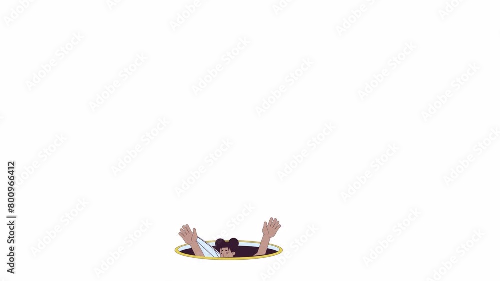 African american woman filling into sewer line 2D character animation ...