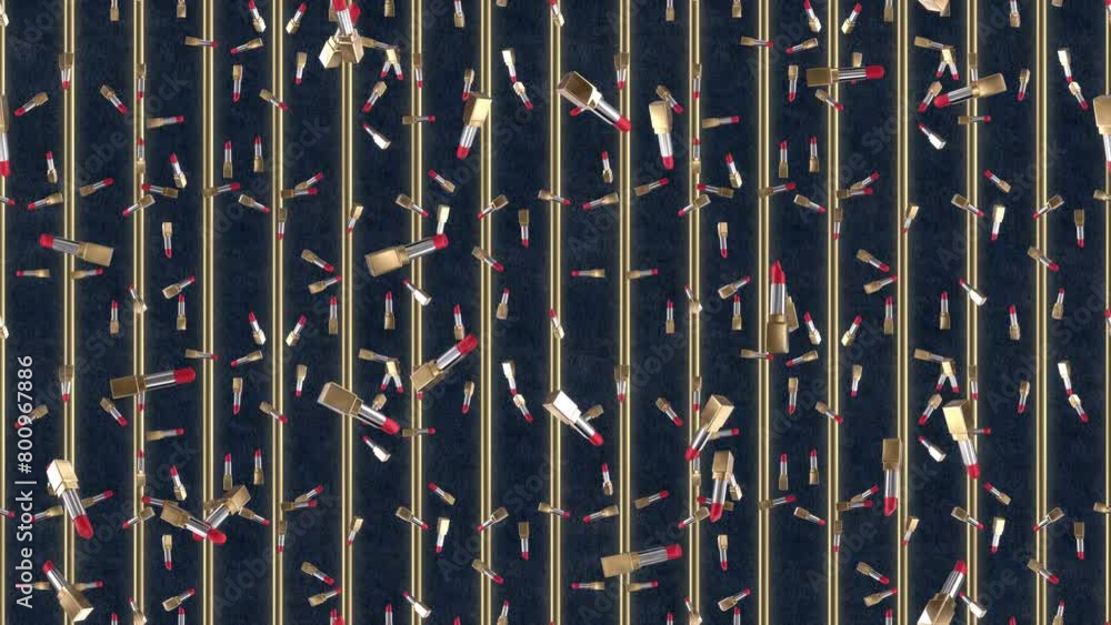 Cosmetic Make-up Lipstick loop tile falling background Luxury. This ...