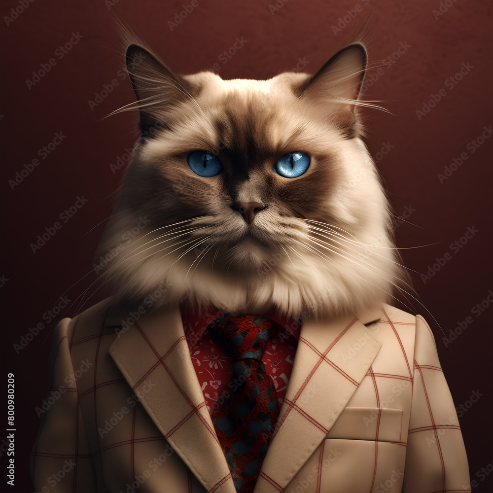 Realistic lifelike Ragdoll cat kitten kitty in dapper high end luxury ...
