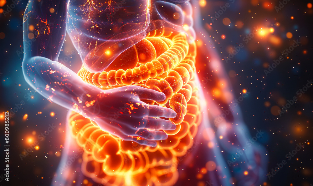 Digestive Health Visualized: 3D Illustration of Human Stomach Pain ...