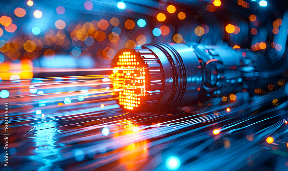 Fiber Optic Cable 3D Rendering Futuristic Tech Background - Network ...