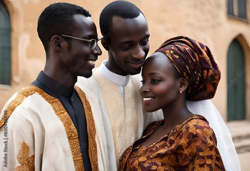 an adult african young polyamorous thruple three people in love ...
