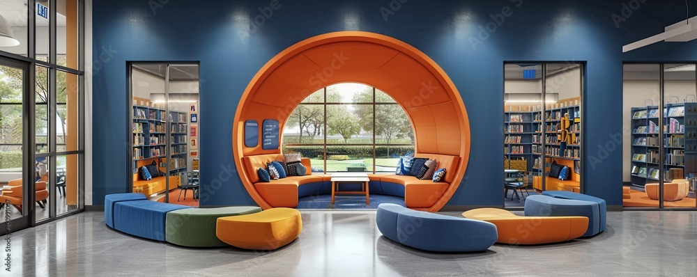 an innovative learning space, such as a cozy reading nook with ...