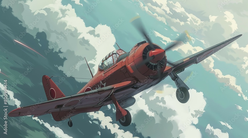 AnimeManga of a dramatic aerial dogfight scene featuring early fighter ...