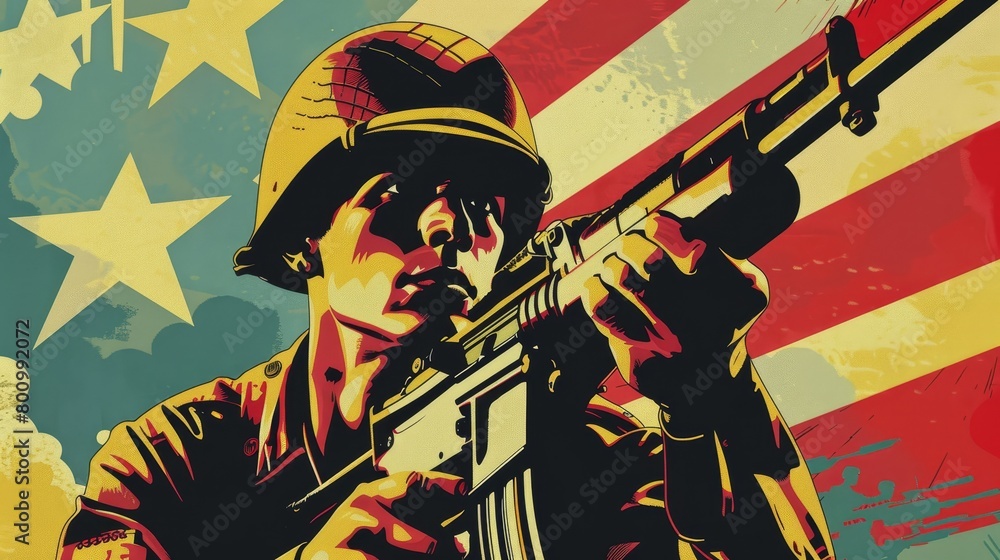 Pop Art of War Bonds propaganda posters, featuring bold colors, iconic ...