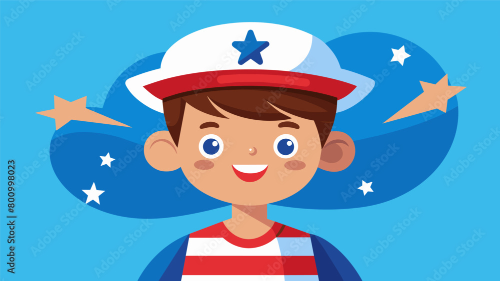 A young boy wearing a captains hat a broad grin on his face as he gets ...